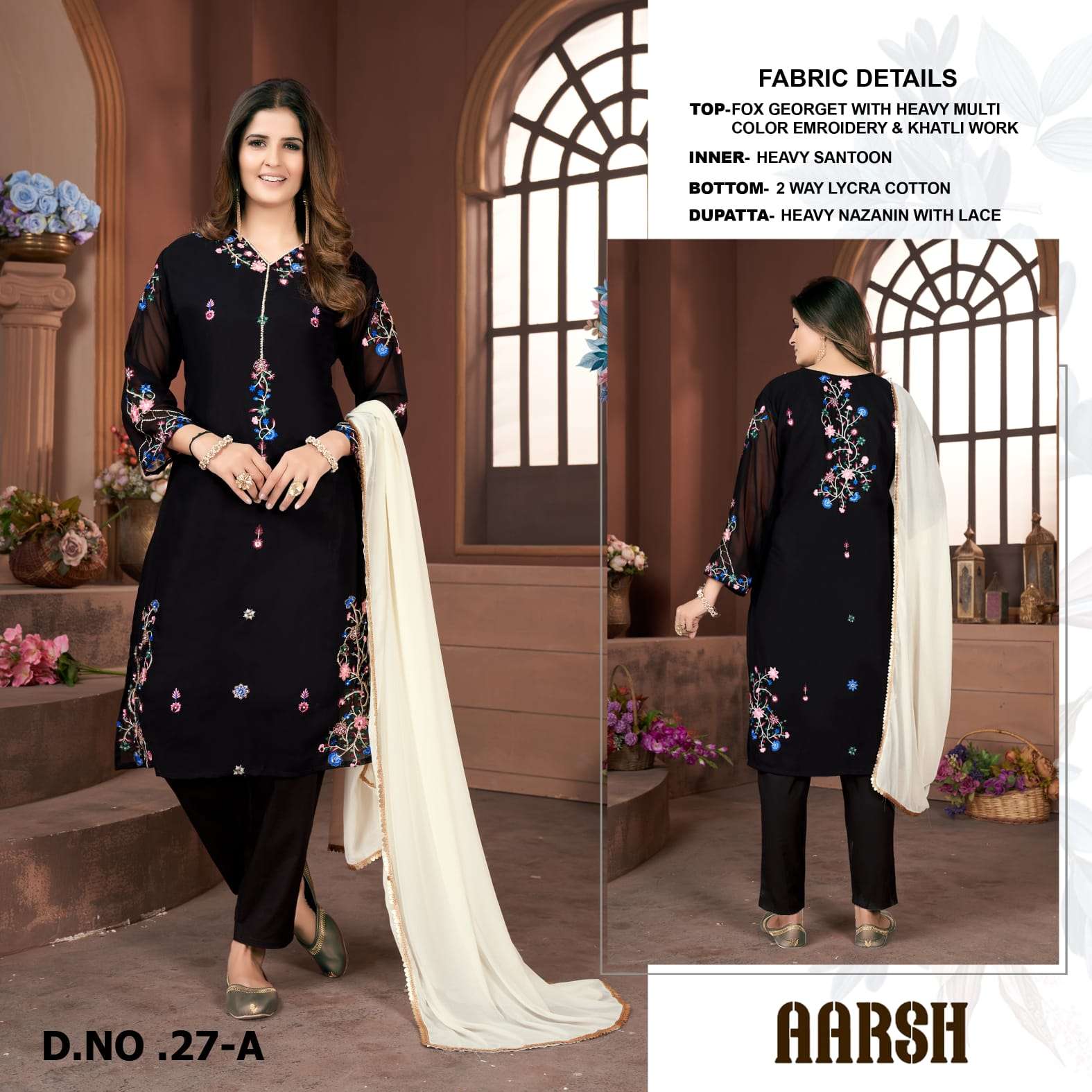 AARSH 27 COLOURS BY FASHID WHOLESALE 27-A TO 27-E SERIES BEAUTIFUL STYLISH PAKISTANI SUITS FANCY ...